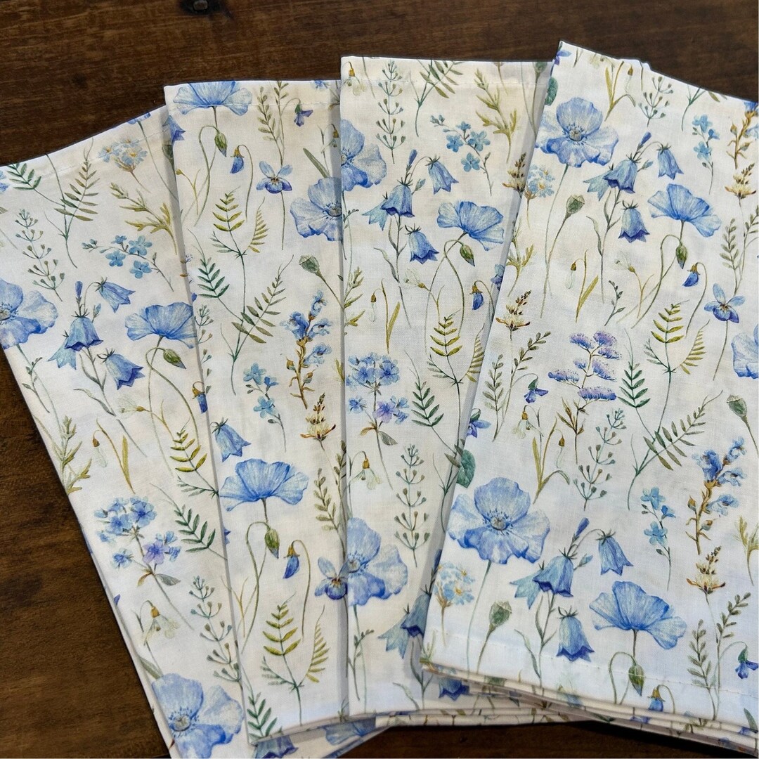 Periwinkle Flower Cloth Napkins: Set of 4 - Etsy