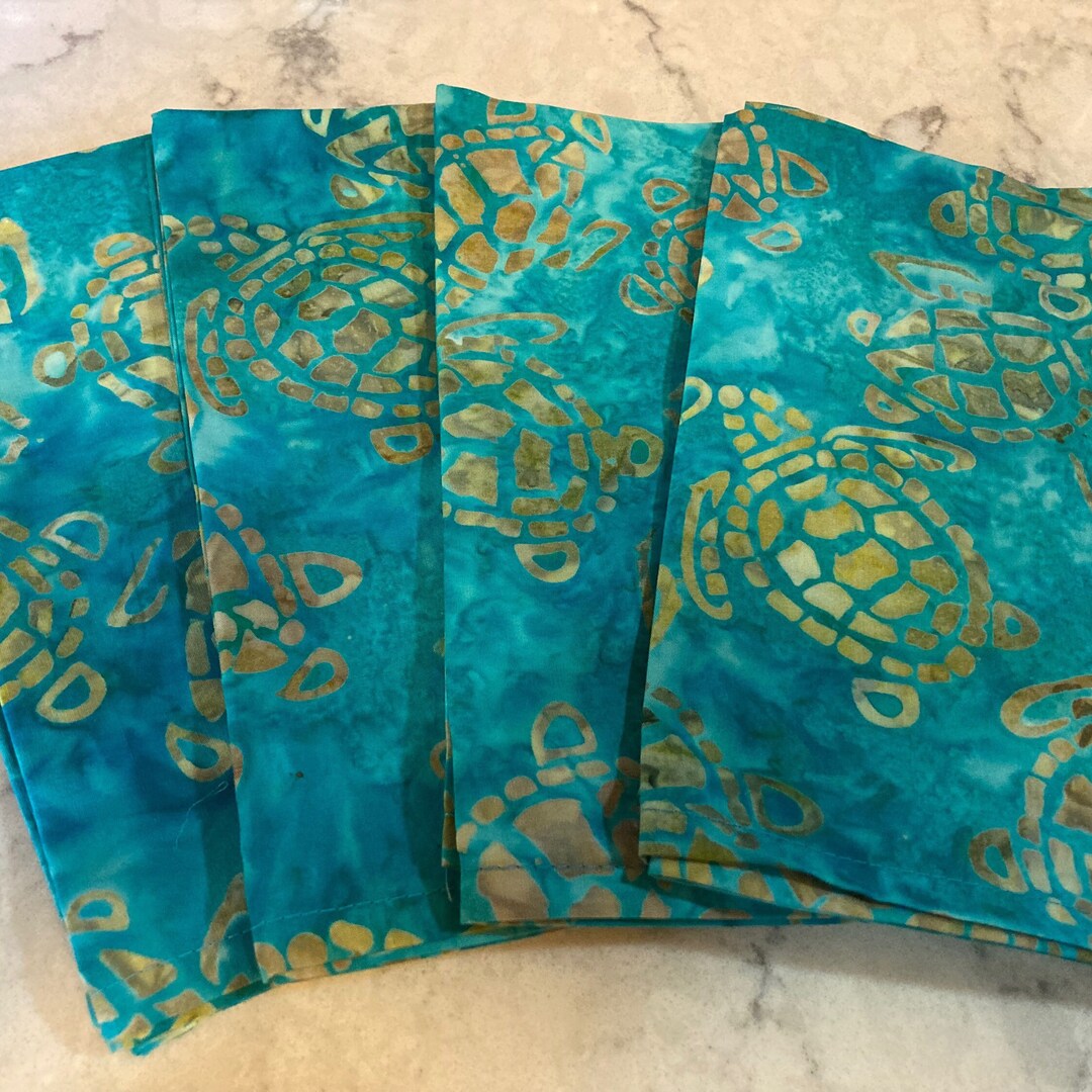 Aqua Sea Turtle Cloth Napkins, Modern Coastal Inspired, Beach, Nautical ...