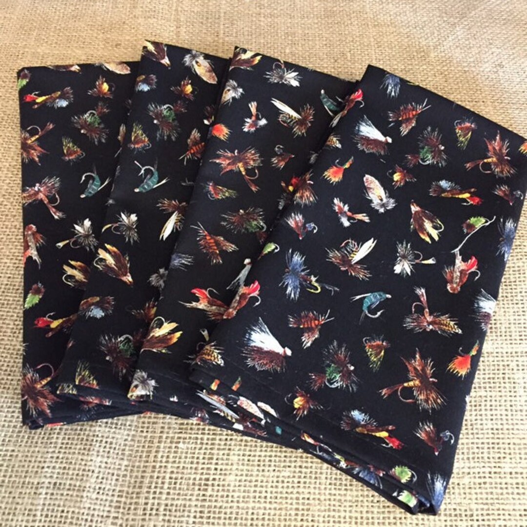 Fishing Flies Themed Cloth Napkins, Handmade Cabin, Lodge, Fish Camp ...