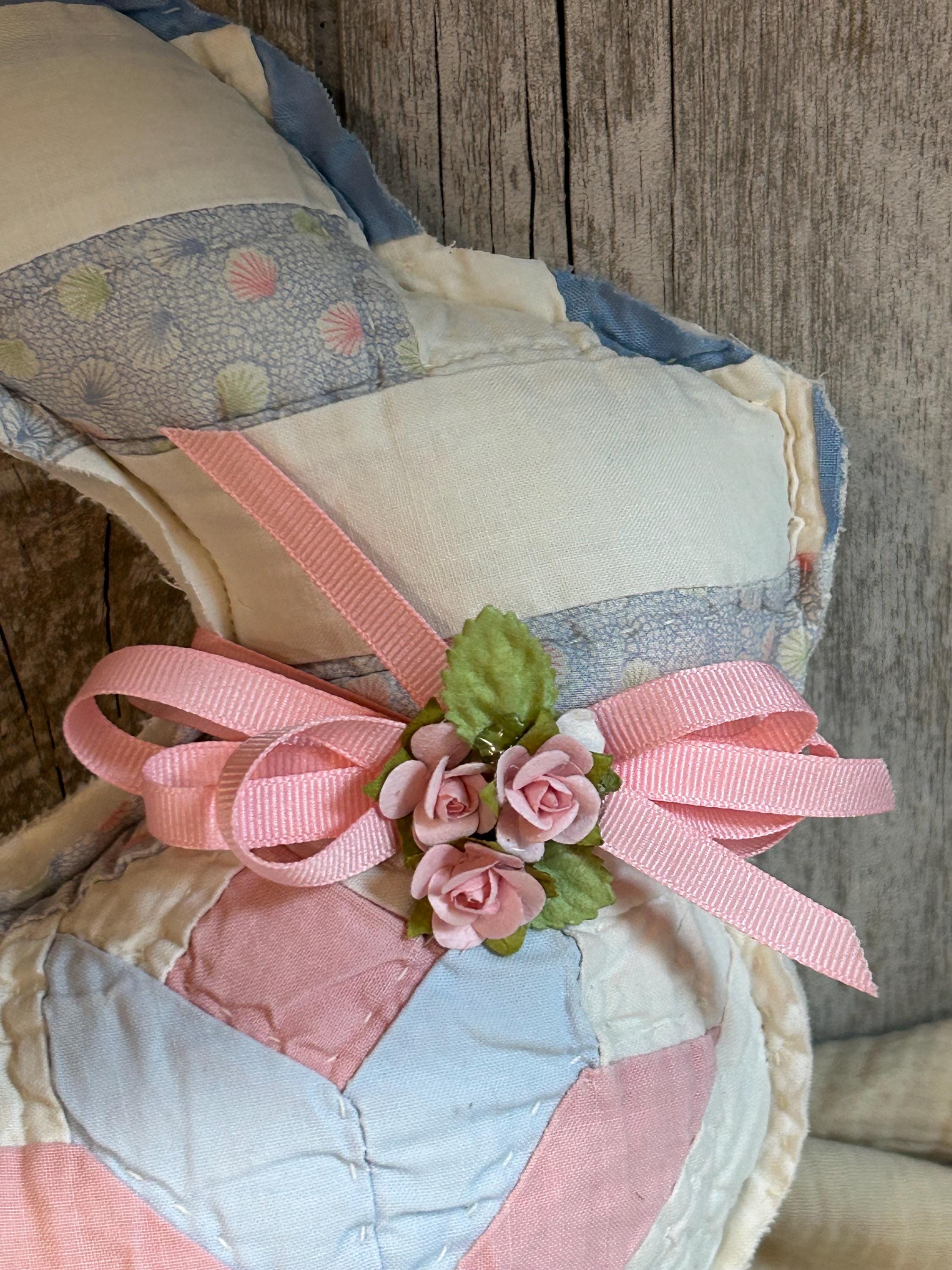 Stuffed Bunny Rabbit, Antique Quilted Rabbit, Farmhouse Cottage ...