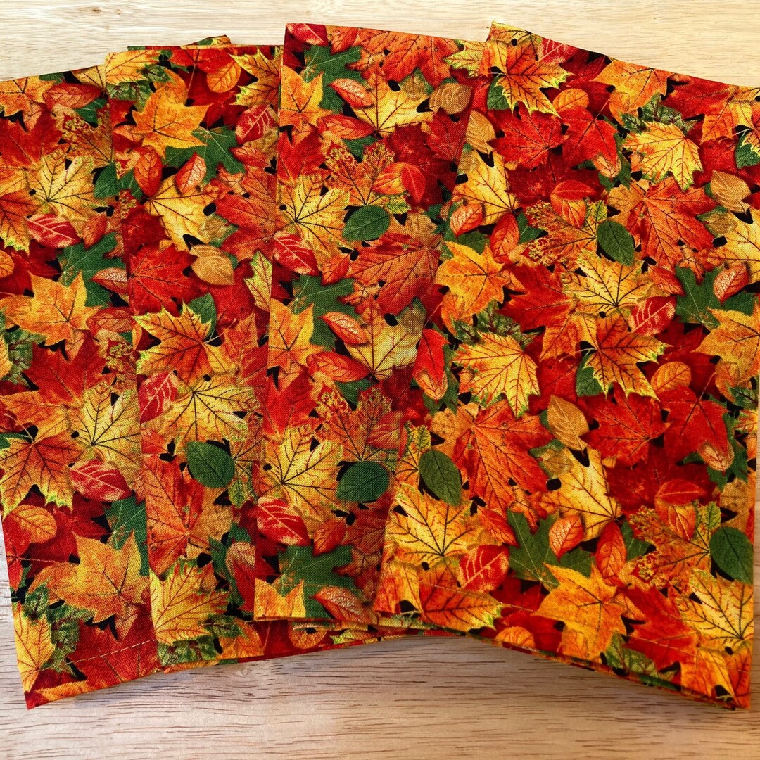 Autumn Leaf Print Cloth Dinner Napkins, Fall Reusable Washable Cabin ...