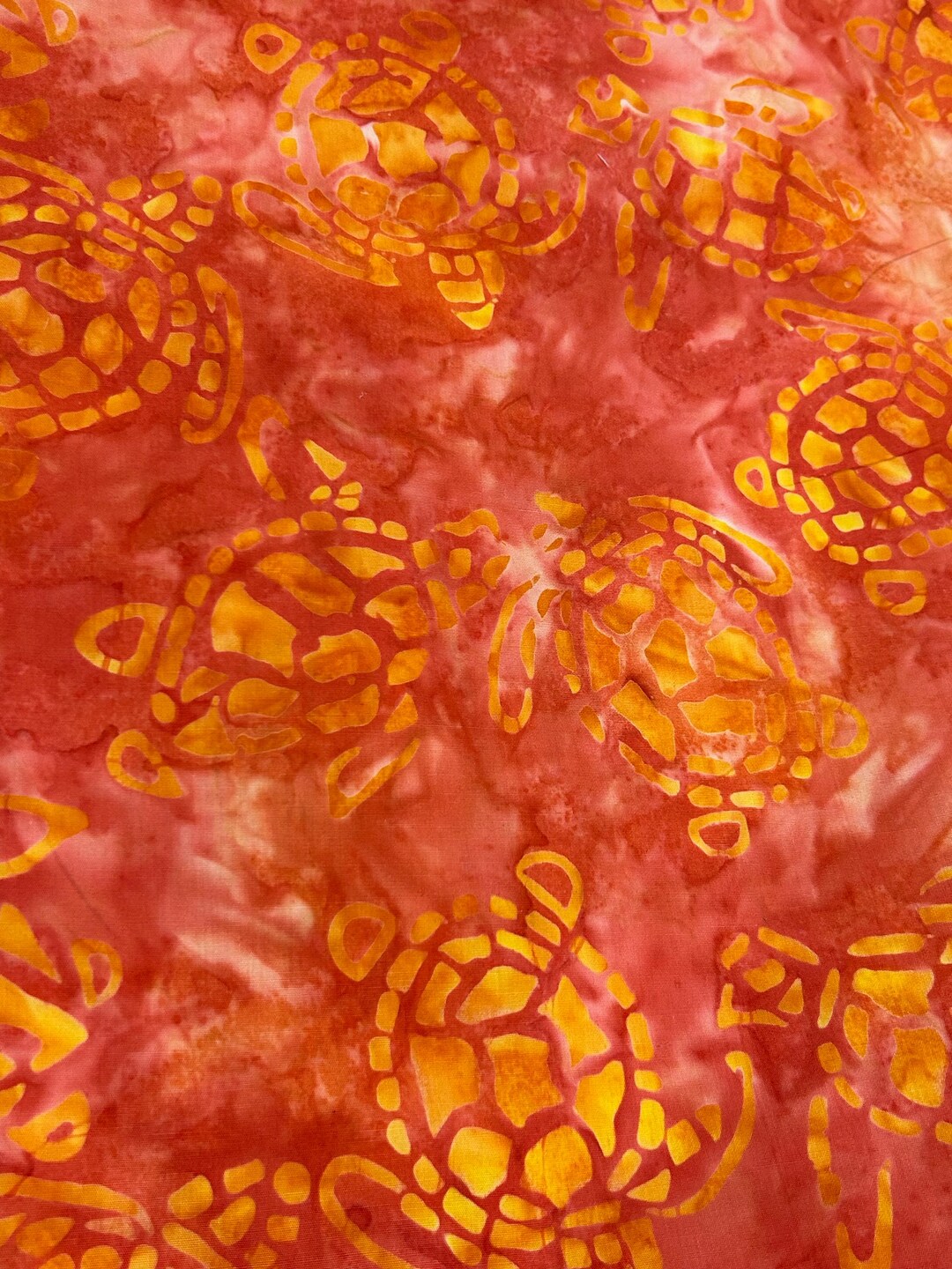 Michael Miller Sea Turtles Batik Fabric in Light on Dark Orange - 100% ...
