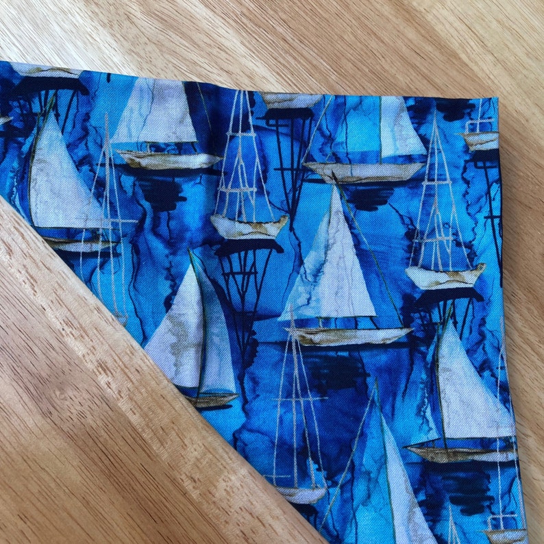 Blue Sailboat Cloth Napkins, Handmade in the USA Linens, Modern Coastal ...