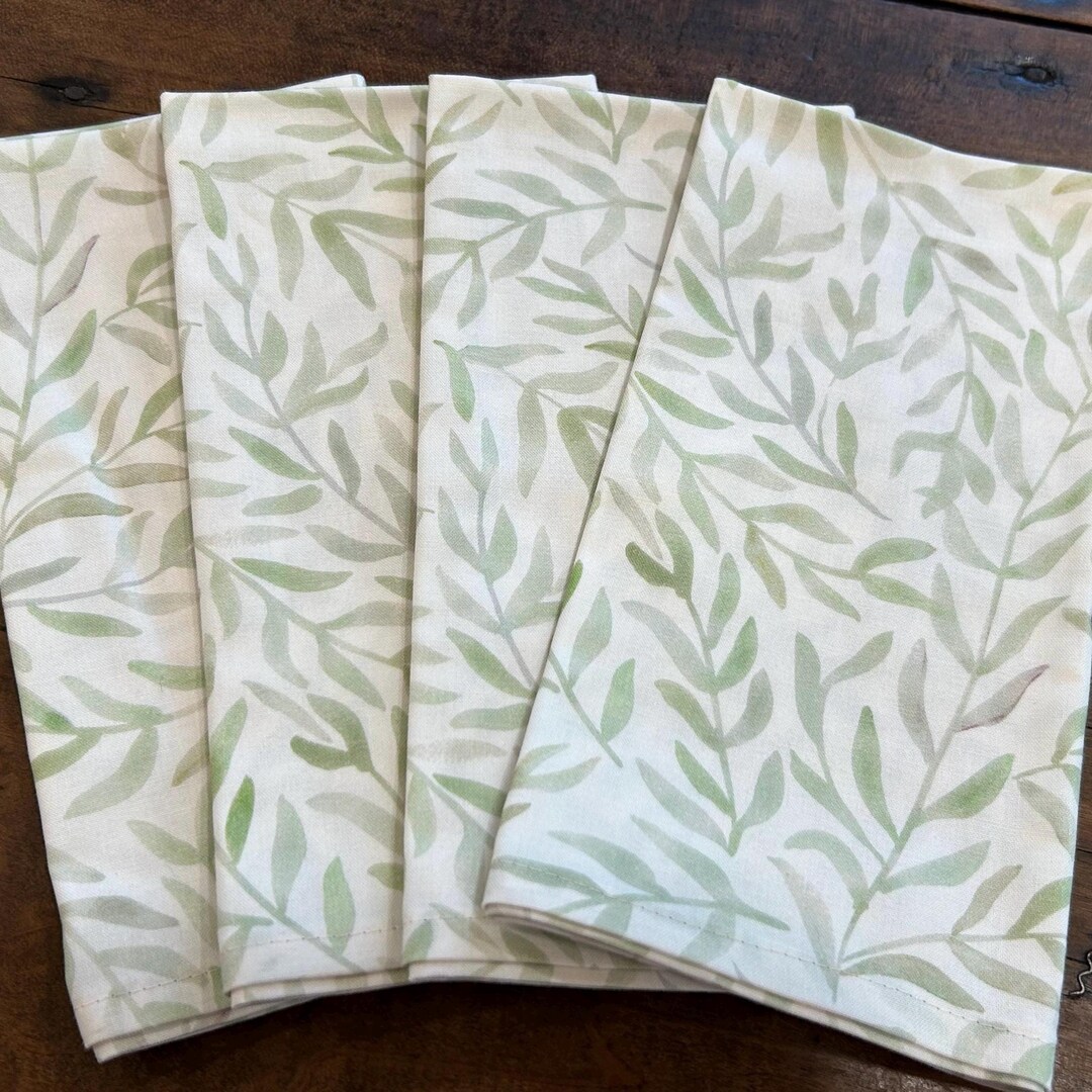 Light Cream Green Handmade Cloth Napkins, Spring Cottage Farmhouse ...