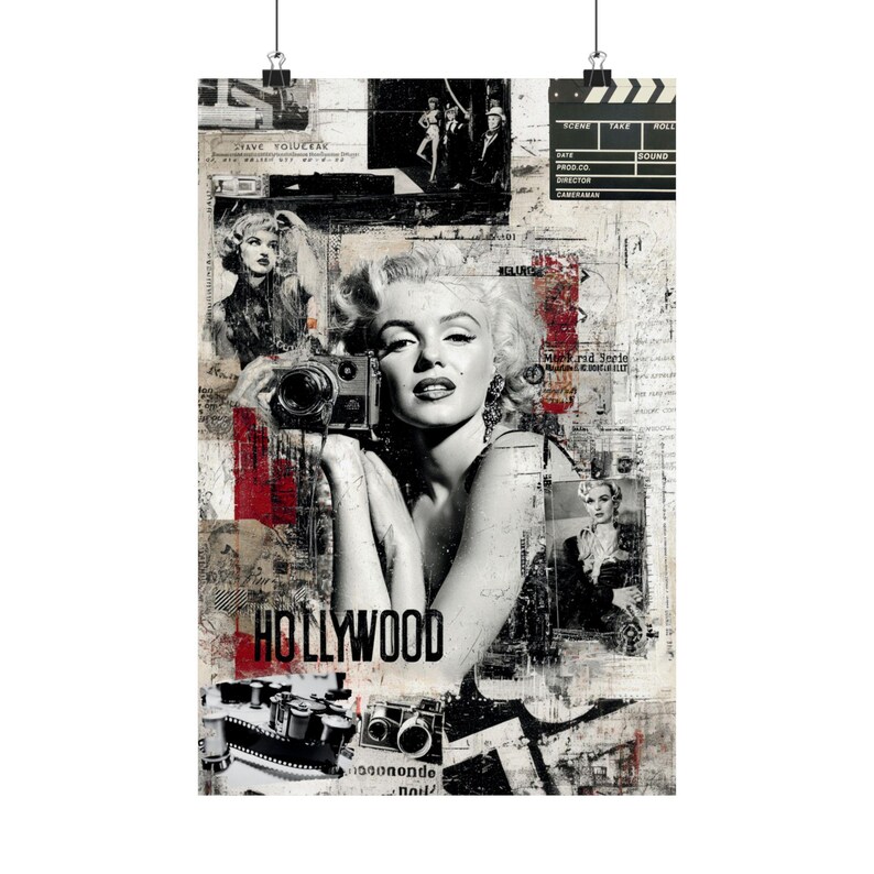 Marilyn Monroe - Vintage Hollywood Collage Print, Gift for Movie Lovers ...
