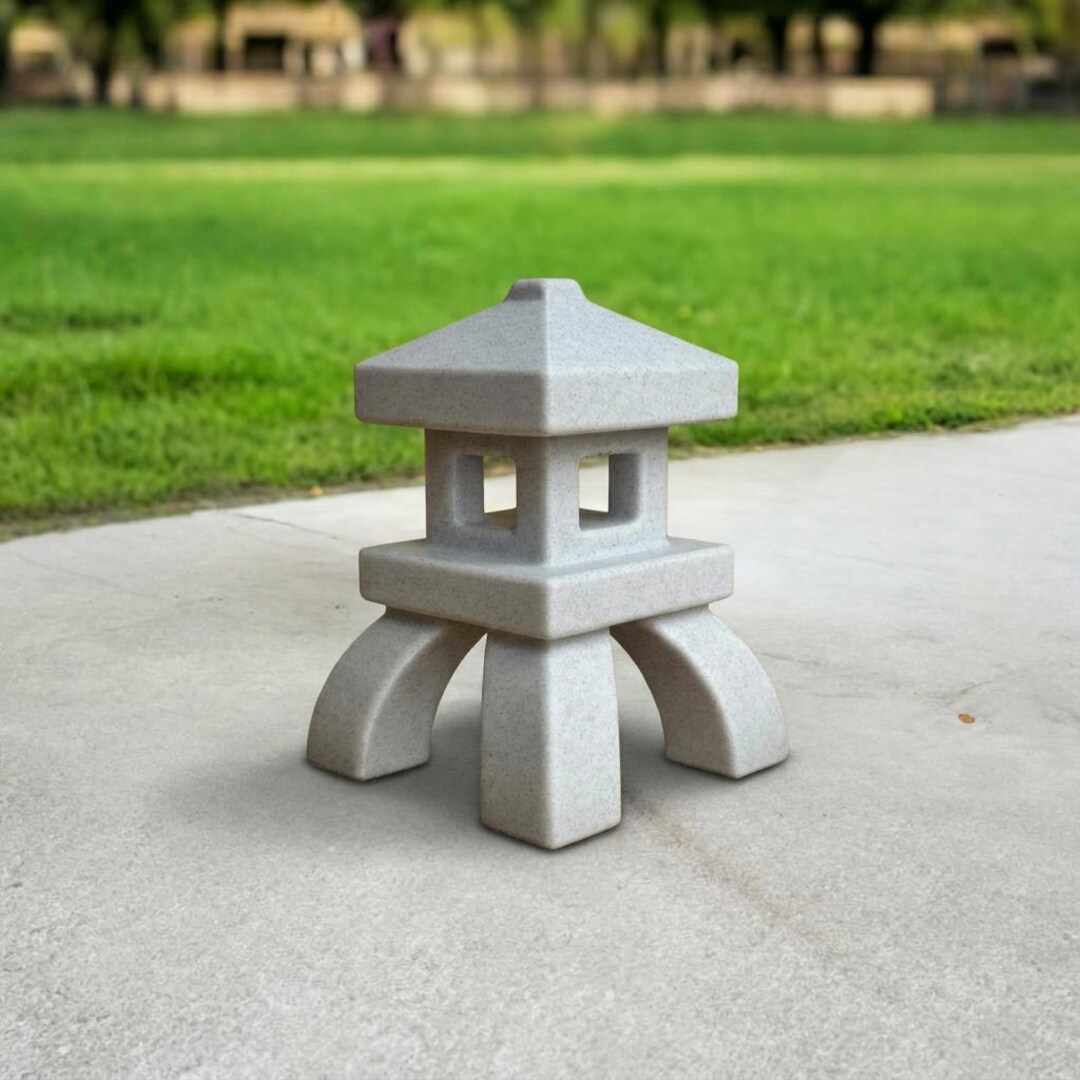 Stone White Japanese Lantern Concrete Pagoda Figurine Indoor Outdoor ...