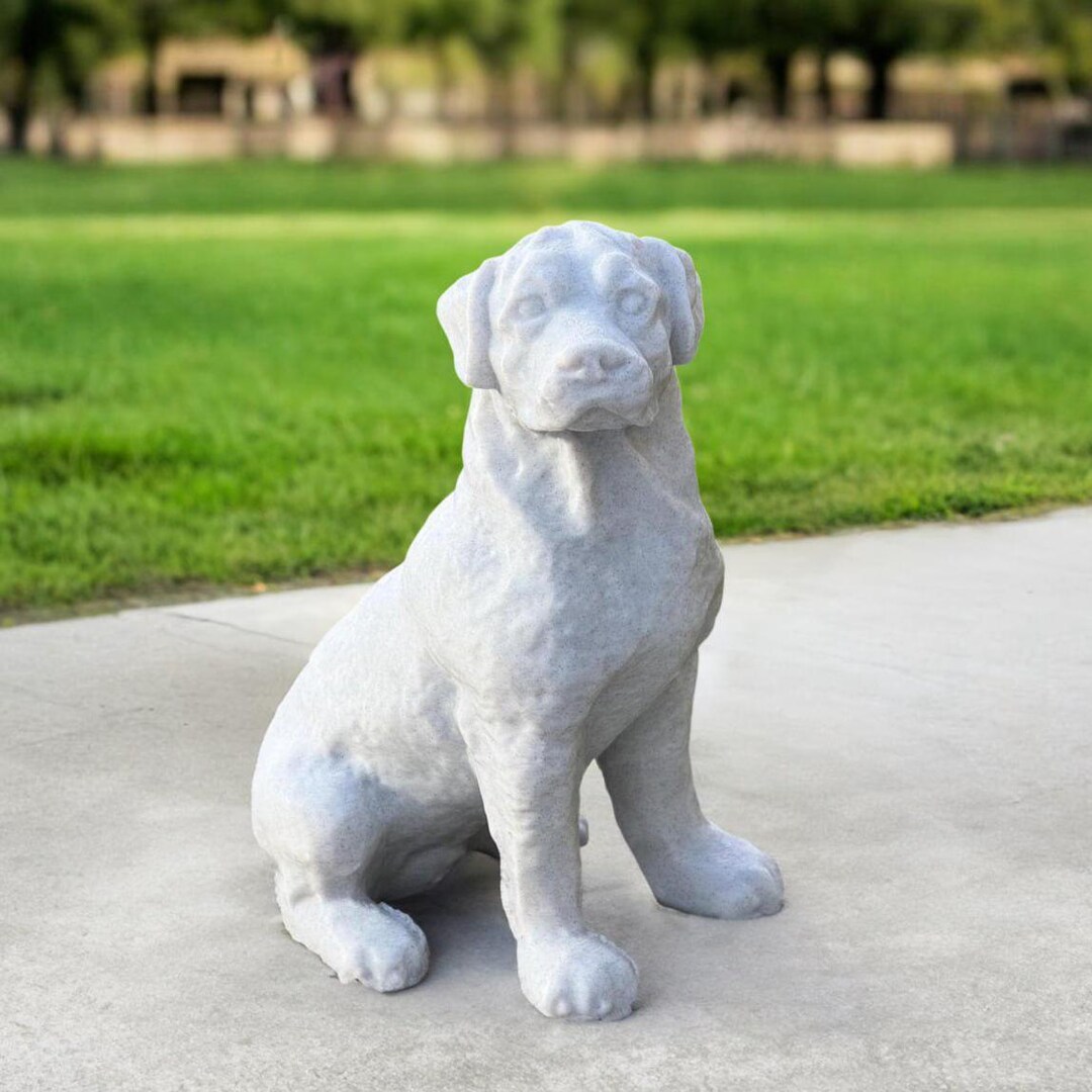 White Labrador Retriever Statue Concrete Dog Figurine Stone Garden ...