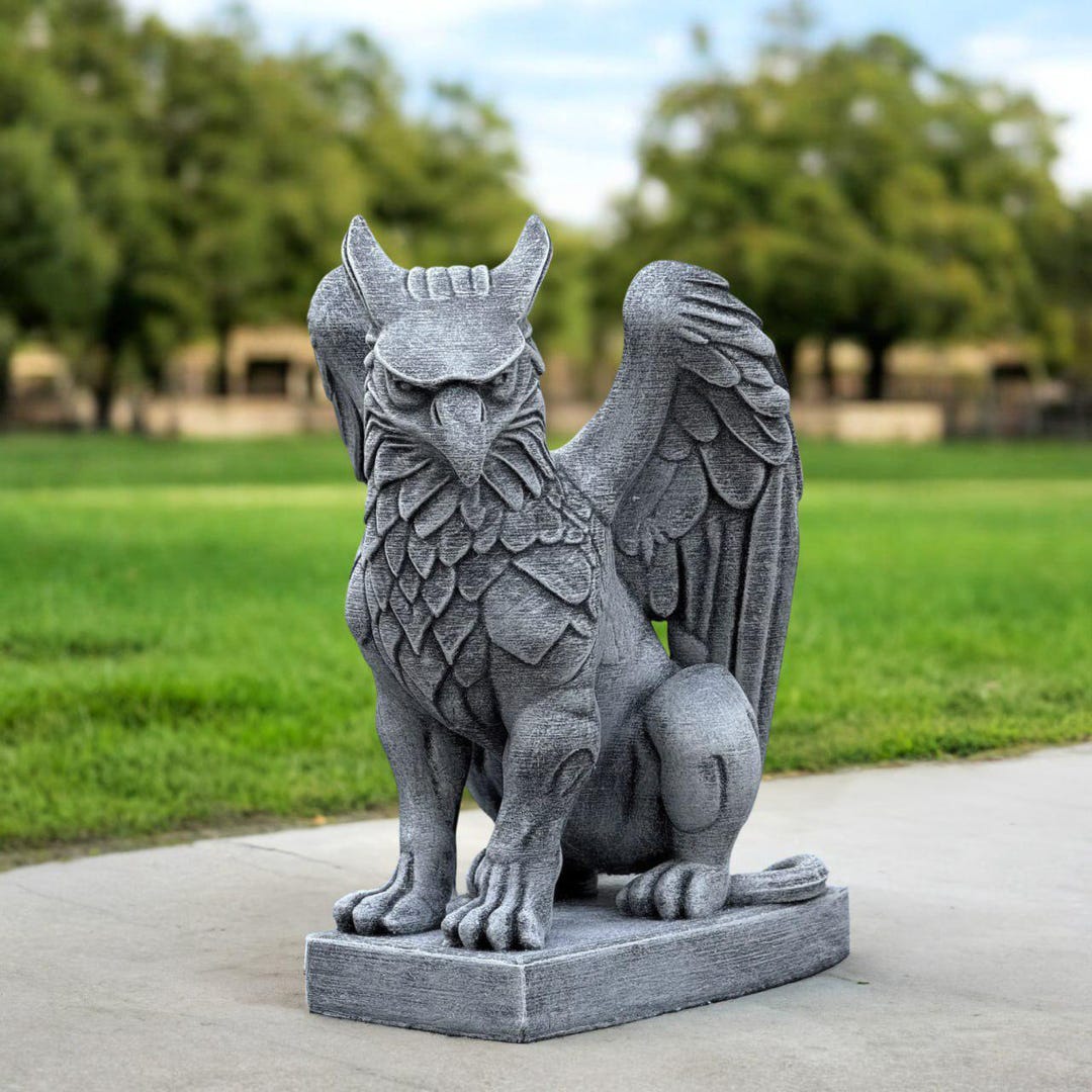 Large Griffin Statue Stone Mythical Creature Sculpture Gothic Garden ...