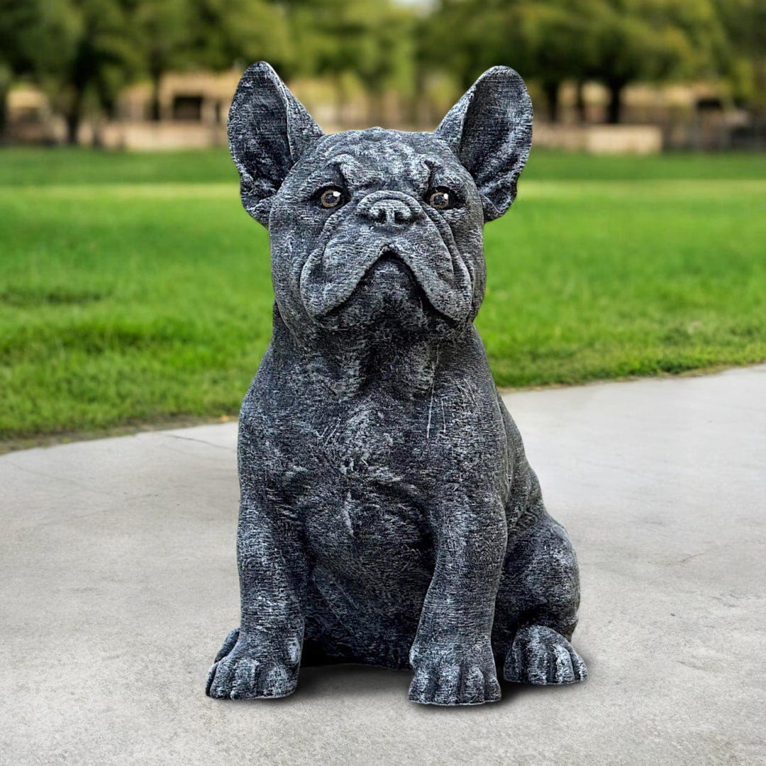 Concrete French Bulldog Statue Stone Puppy Figurine Cement Dog ...