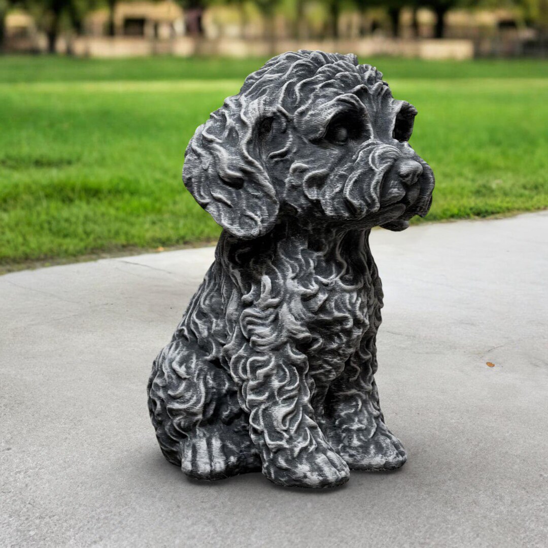 Concrete Cavoodle Statue Cute Cockapoo Figurine Garden Ornament Outdoor ...