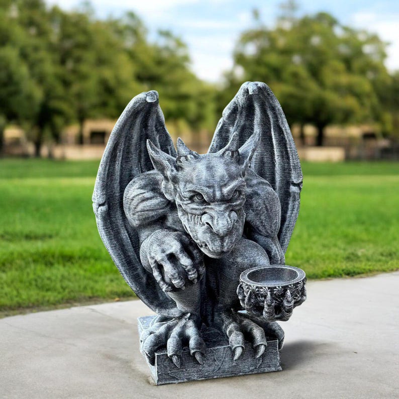 Concrete Gargoyle Statue With Wings Gothic Garden Ornament Stone ...