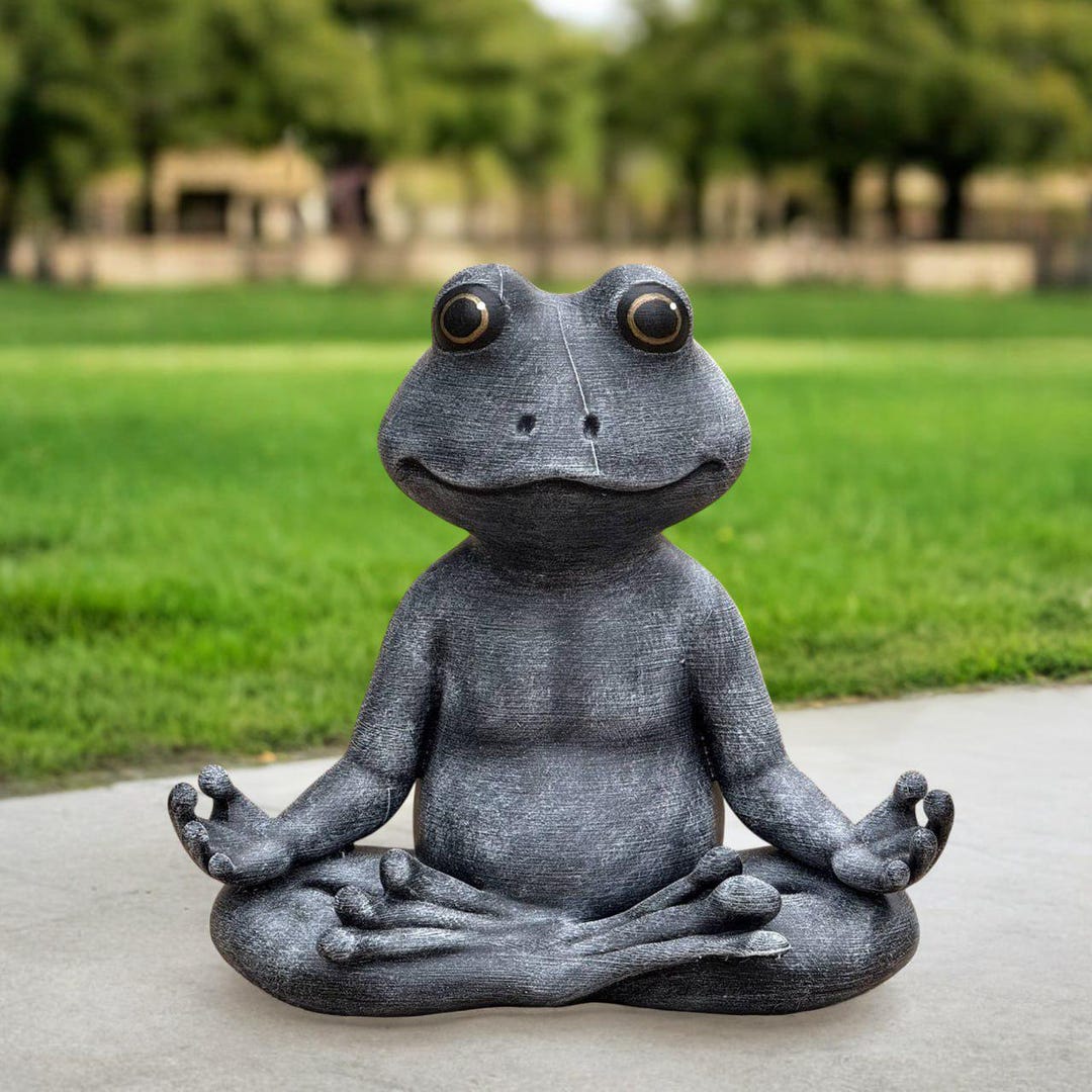 Yoga Frog Statue Concrete Meditating Frog Figurine Zen Garden Decor ...