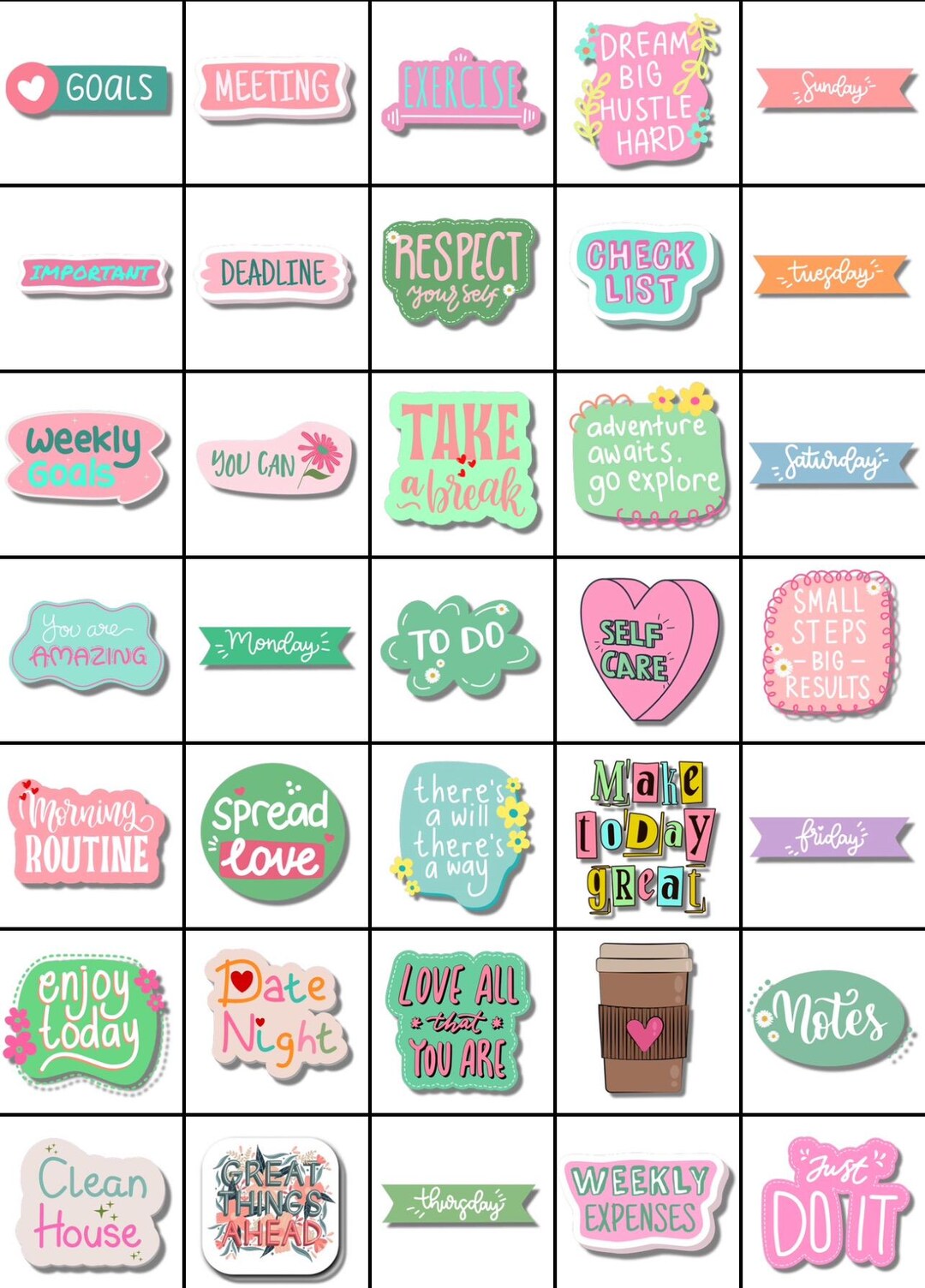 Soft Life Planner Stickers – 38 Cute Pastel Digital Stickers (PNG) - Etsy