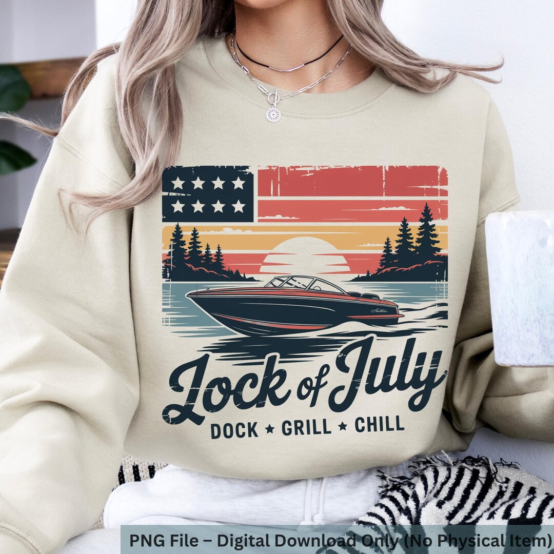 Dock Grill Chill Boat PNG | Retro Lake Life Sublimation Design | Summer ...