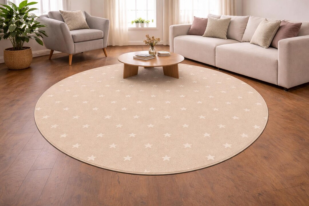 Beige Round Star Area Rug – Modern Nursery & Living Room Decor - Etsy
