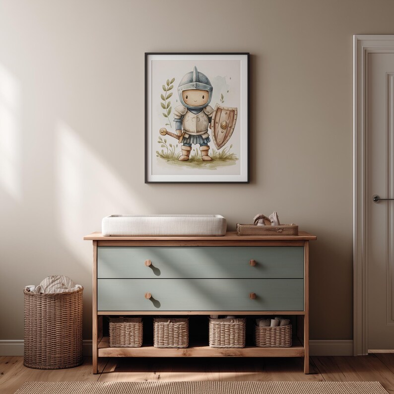 Cute Knight Nursery Wall Art Printable. Gentle Fairytale Storybook ...