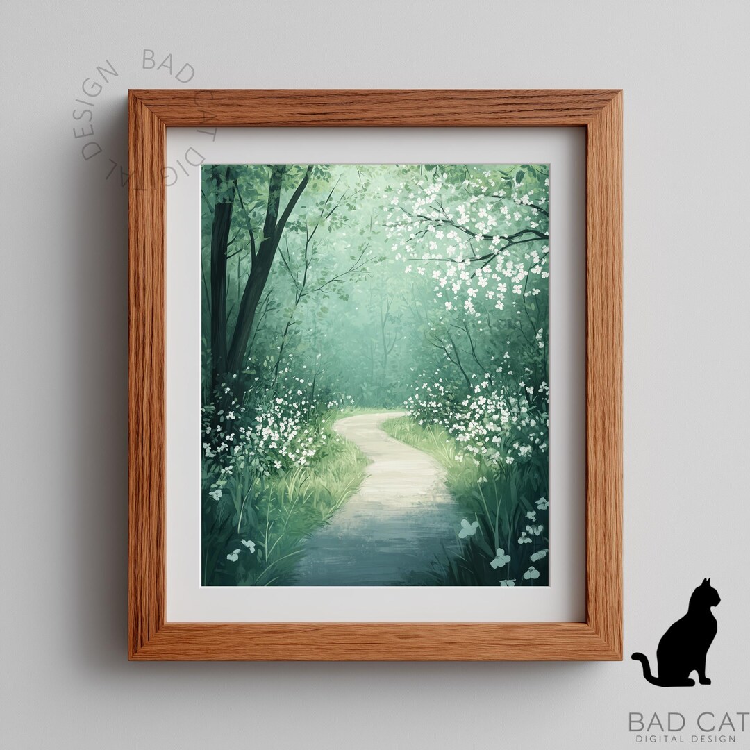 Rustic Forest Path Printable Art - Serene Woodland Scene, Cottagecore ...
