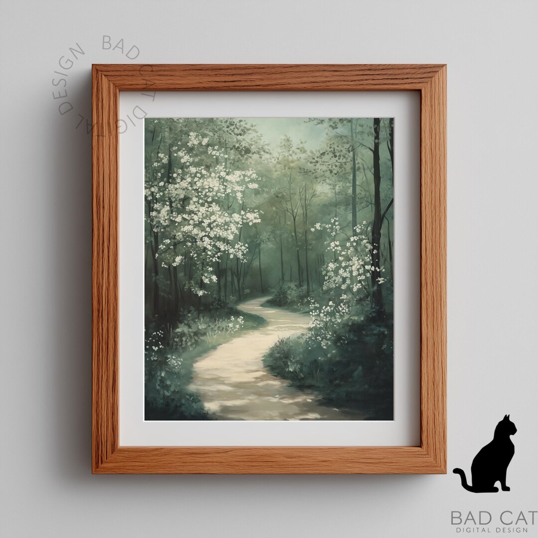 Serene Forest Path Printable - Moody Cottagecore Woodland Scene ...