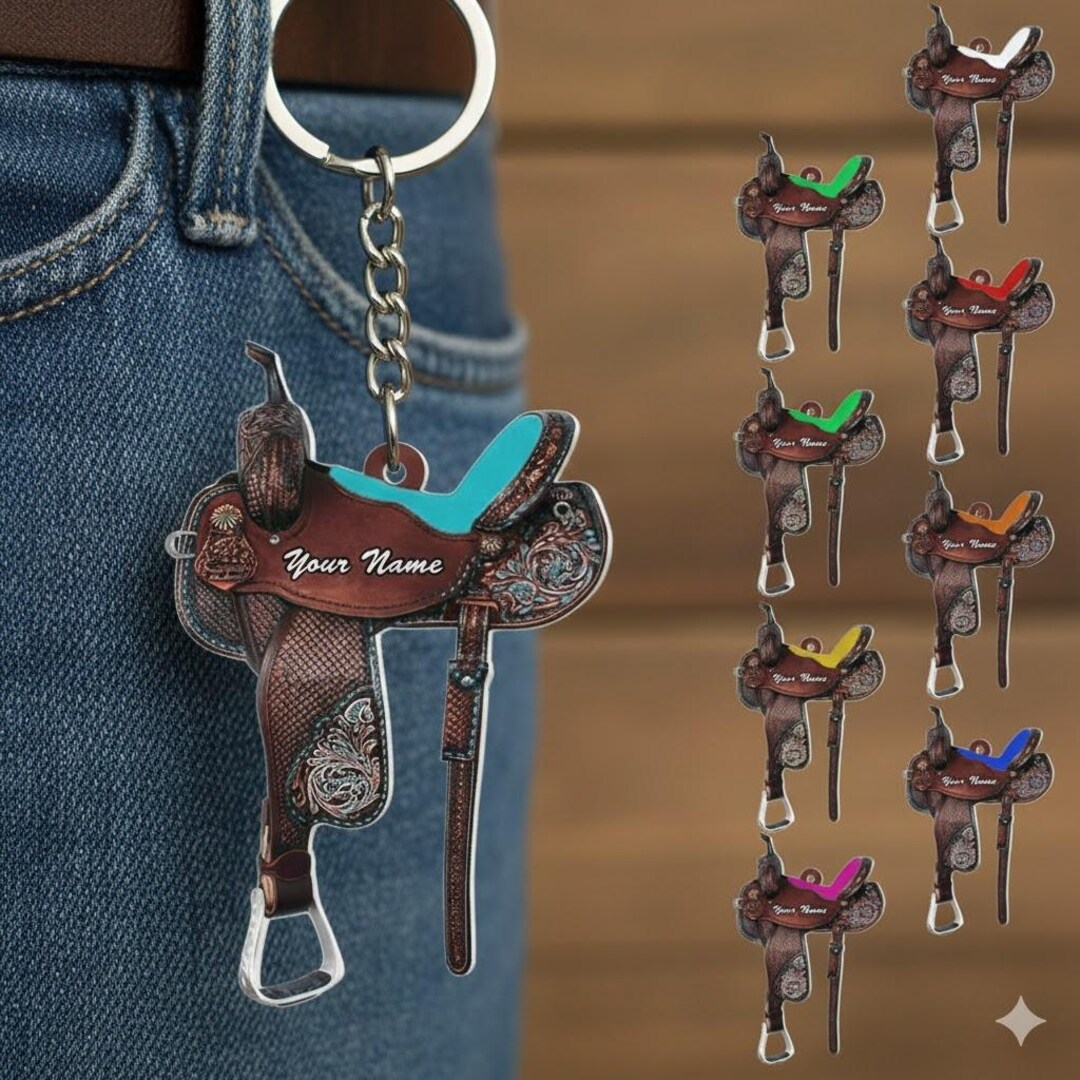 Personalized Horse Saddle Keychain, Custom Equestrian Gift - Etsy