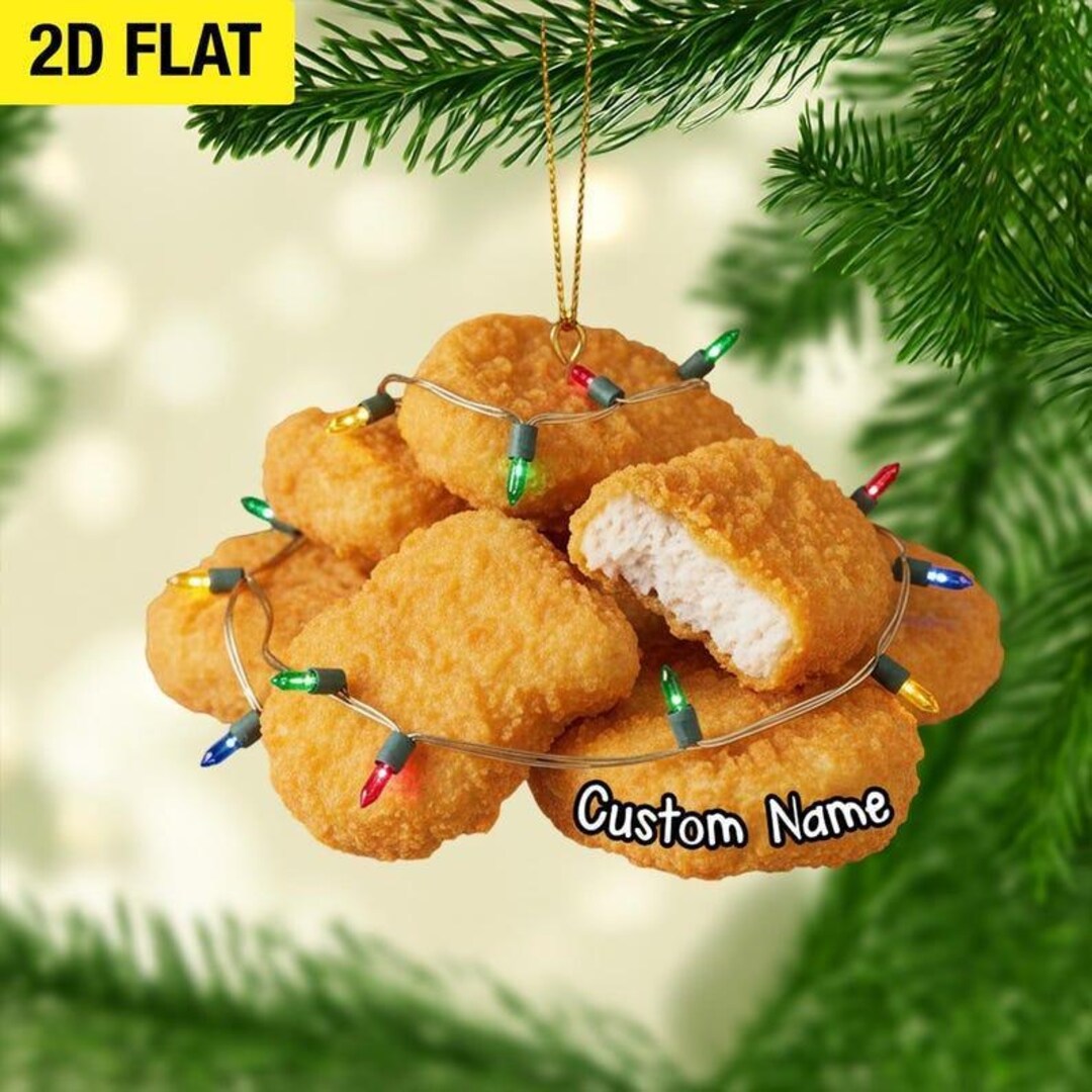 Personalized Chicken Nuggets Christmas Ornament, Custom Name, Food ...