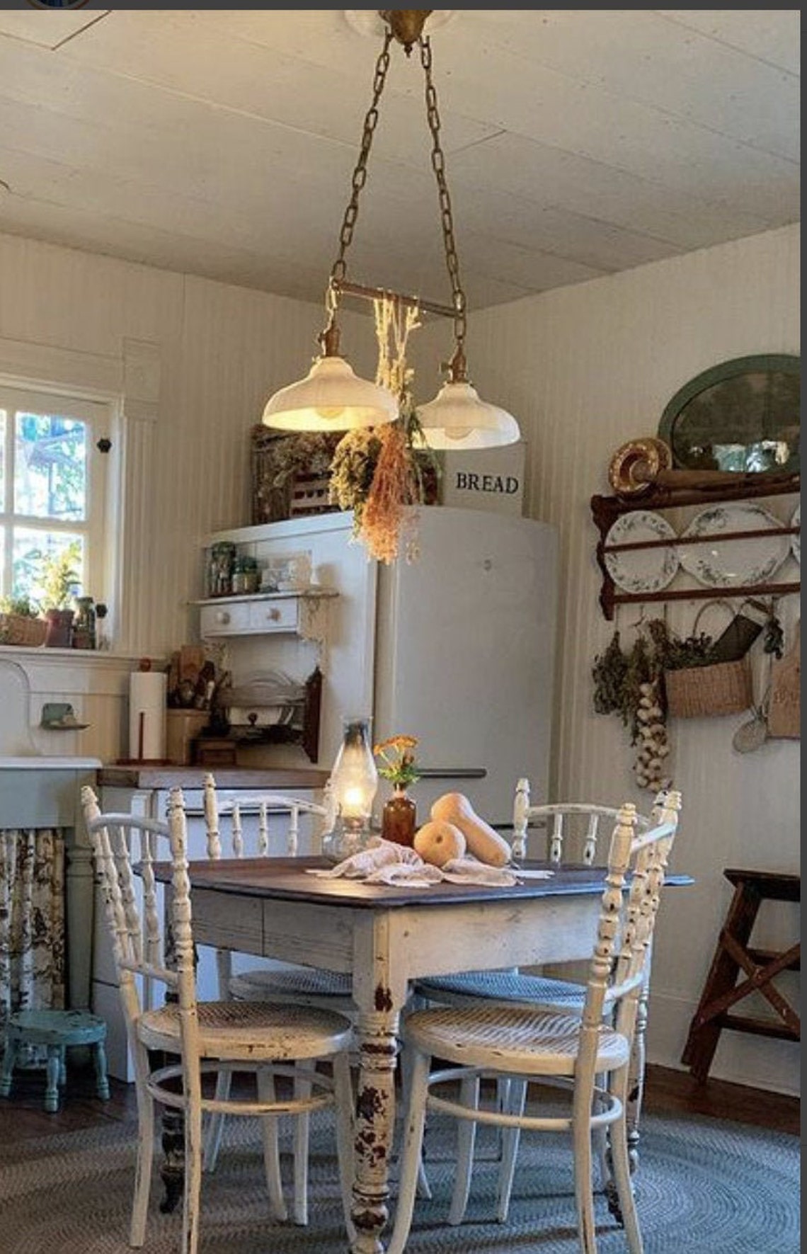 Double Sheffield Glass Shade Pendant With Chain and Crossbar in Hand ...