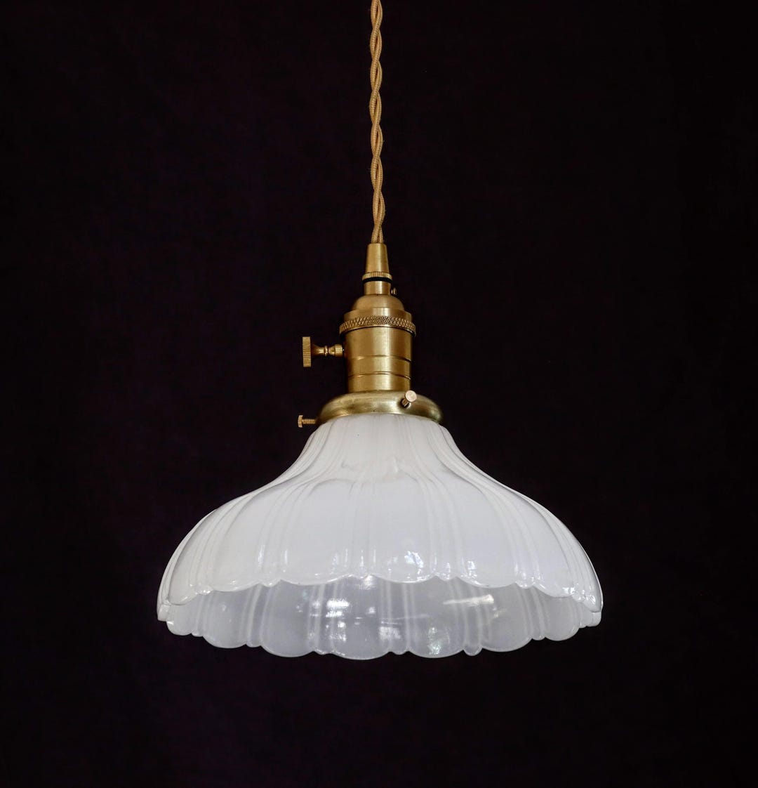 Antique Milk Glass Pendant Light - 8" Sheffield Glass Shade and Custom ...