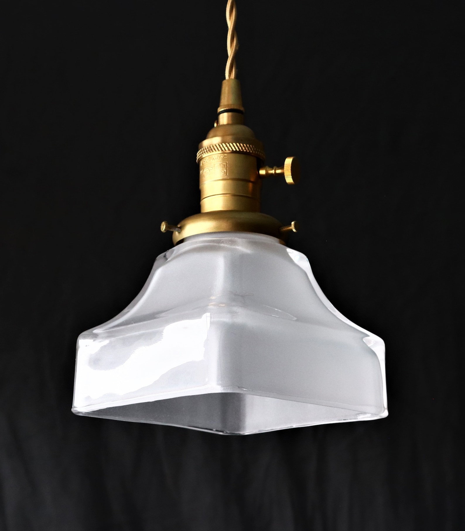 Frosted Pendant Light Square Glass Shade Custom Built - Etsy