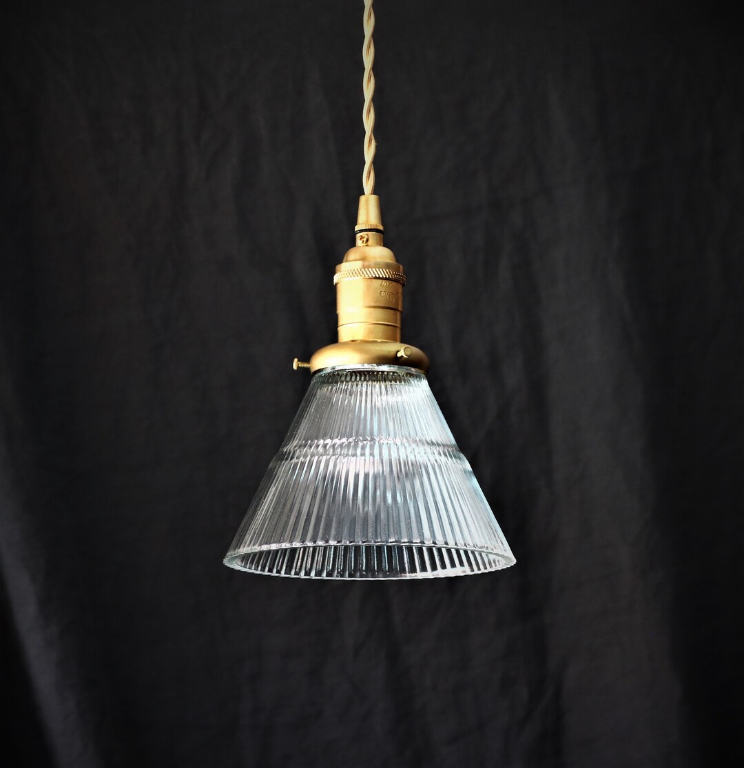 Petite Pendant Light - 6" Holophane Glass Lamp Shade - Custom Kitchen ...