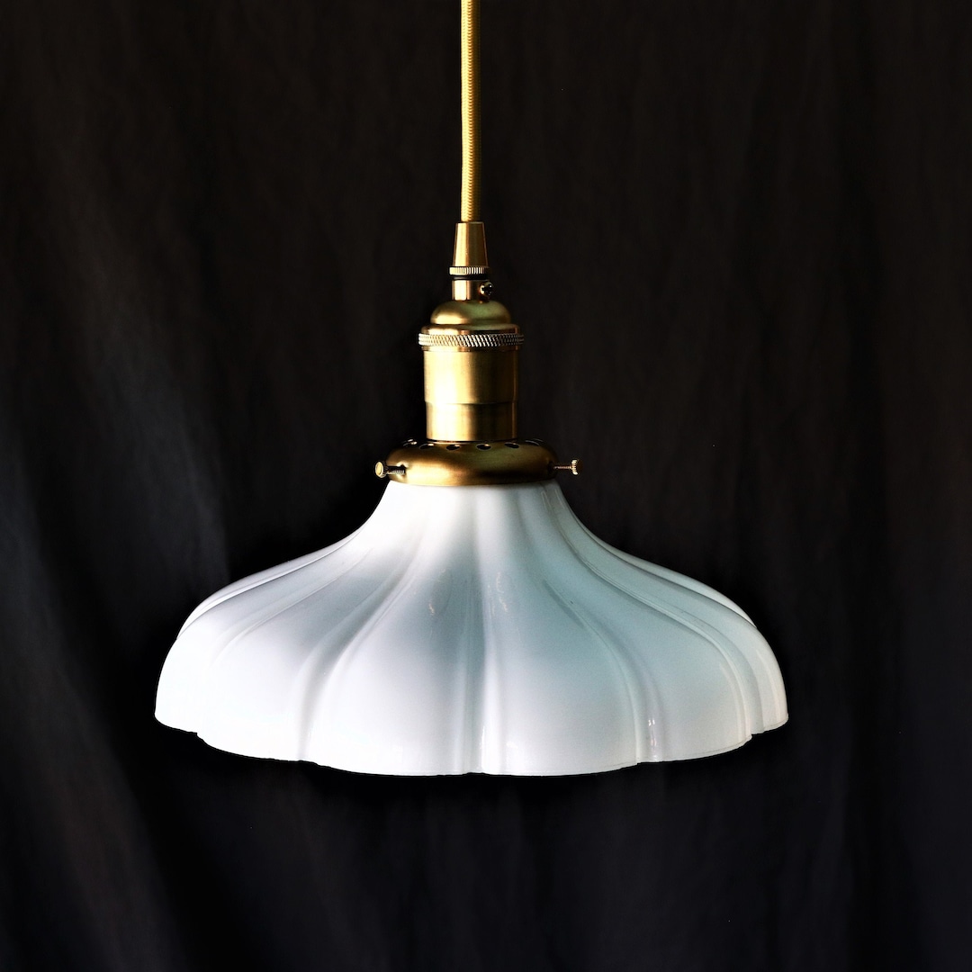 Milk Glass Pendant Light - 9" Sheffield Glass Shade and Custom Hand ...