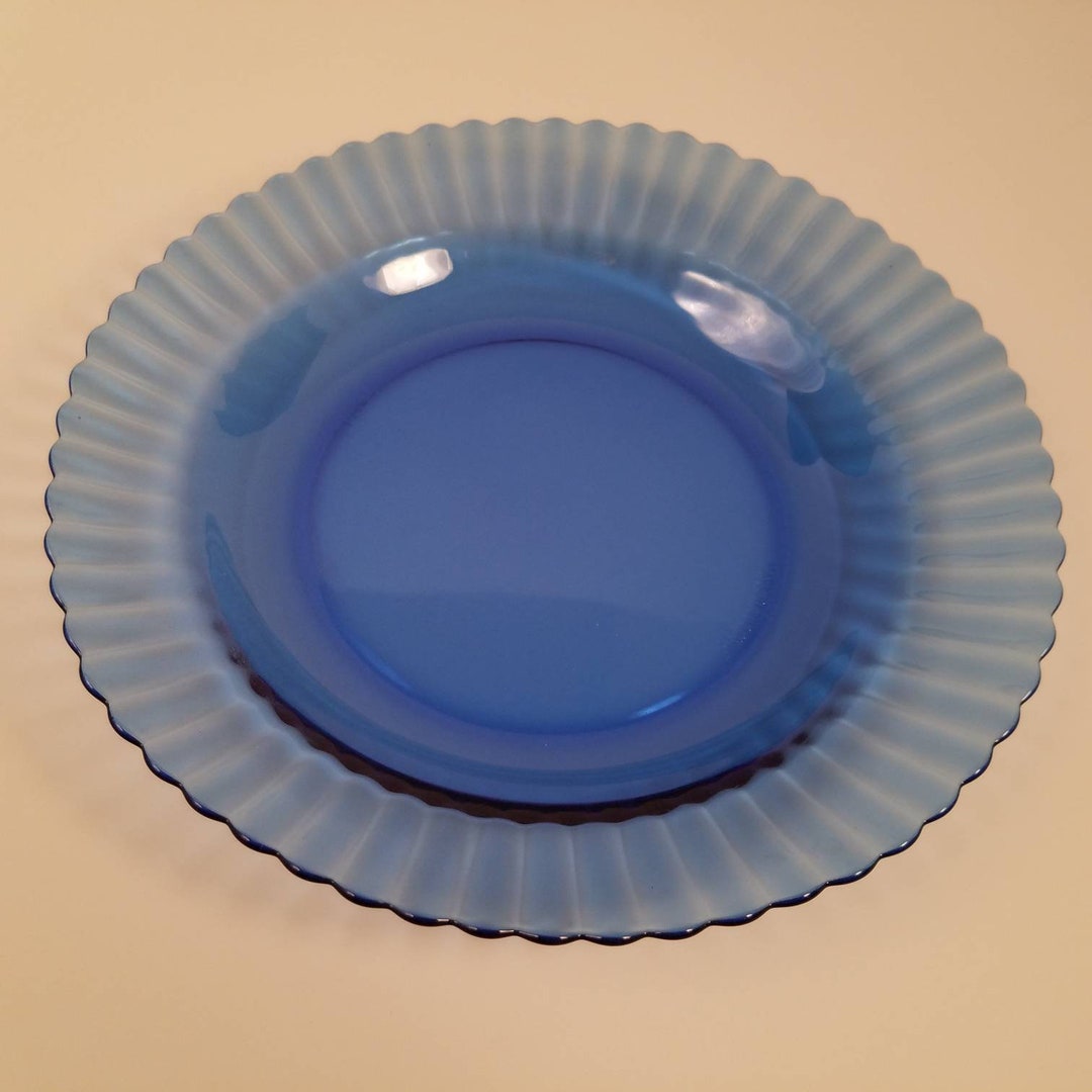Colorex Plate, Made in Brazil, Cobalt Blue, Fluted Edge, Scalloped Rim ...