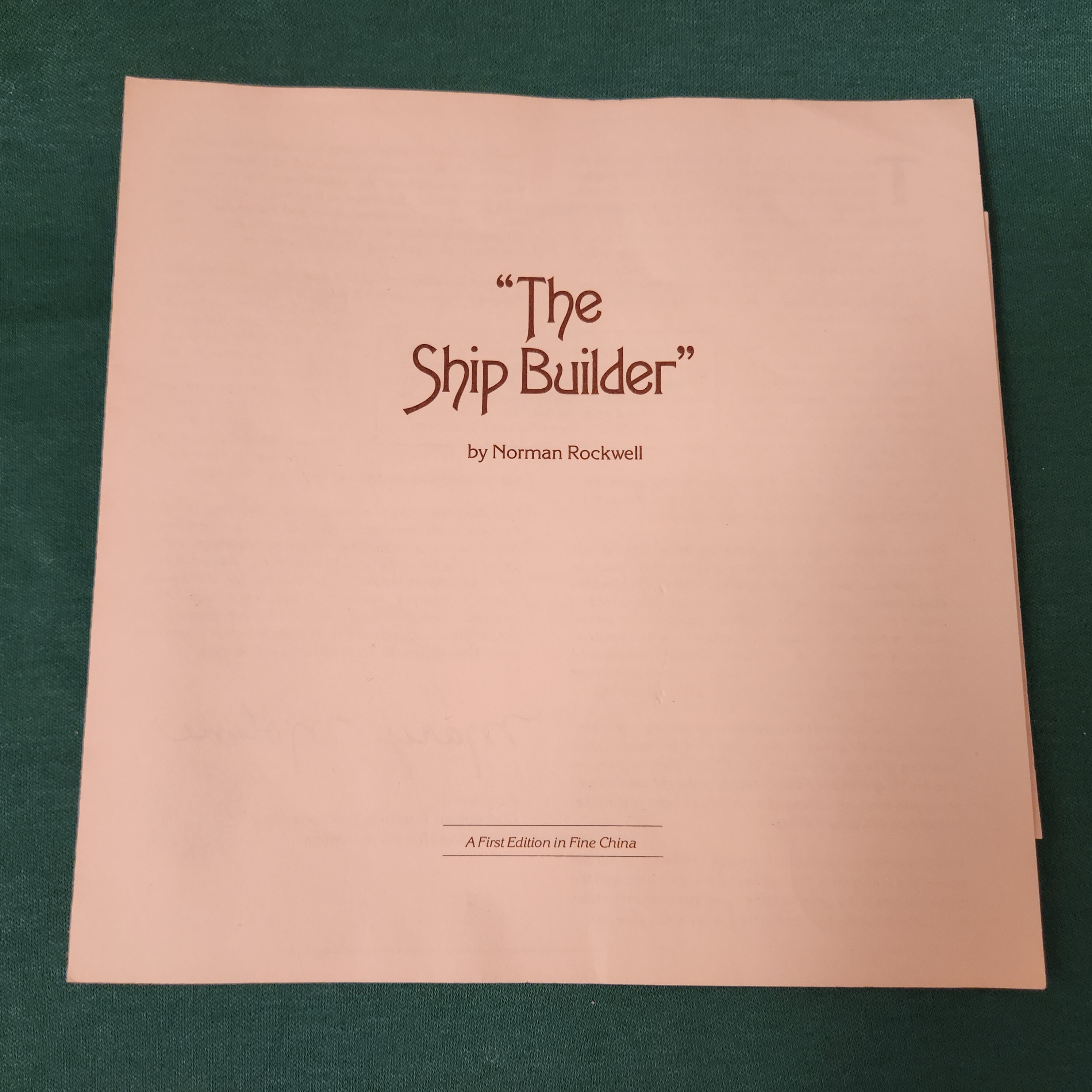 The Ship Builder, Norman Rockwell Plate, COA, 8.5 Inches, Pamphlet ...