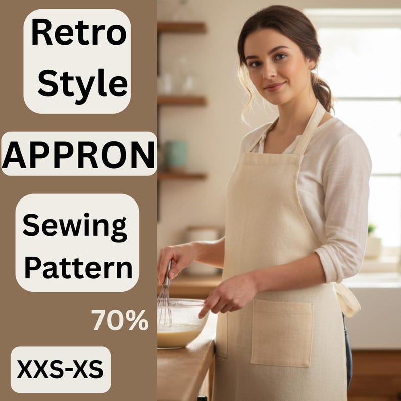Cross-back Apron Sewing Pattern PDF • Easy Beginner Apron • Japanese ...