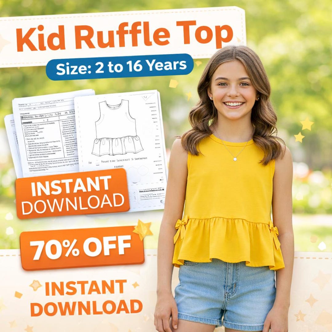 Girls Sewing Pattern PDF Peplum Top & Wide Leg Pants | Kids Clothes ...