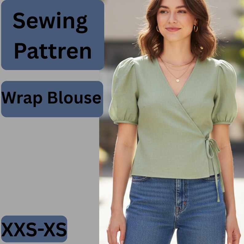 Wrap Top Sewing Pattern PDF, Kimono Blouse Pattern, Xs–xl, Easy ...