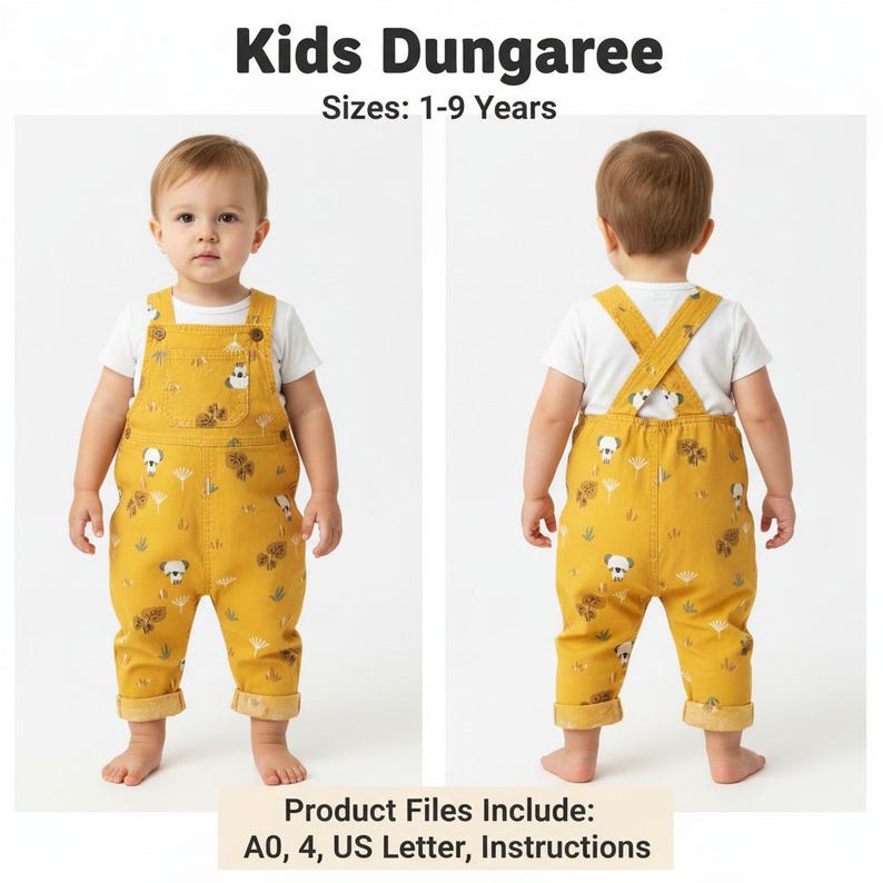 Overalls Sewing Pattern for Kids - Jumpsuit Pattern for Girls Dungarees ...