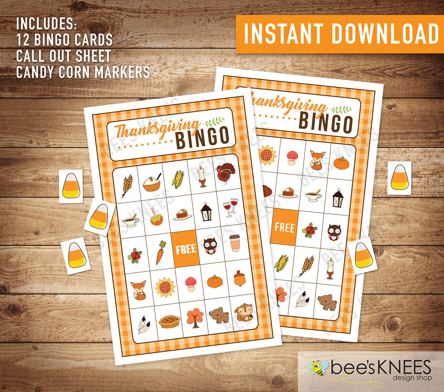 Thanksgiving BINGO Cards Game Printable Download - Etsy