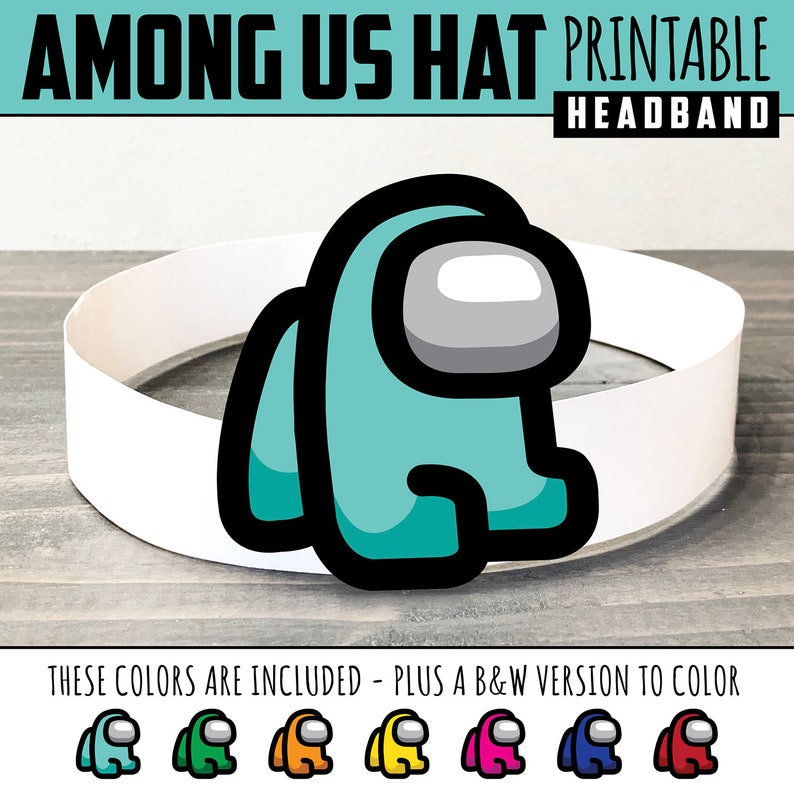 AMONG US Hats Printable Headbands in Full Color and Black and - Etsy ...