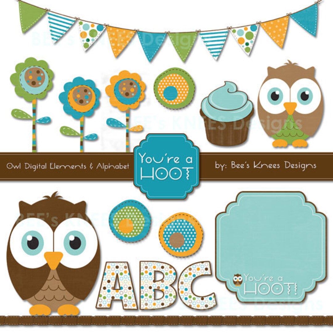 Owl Clip Art Digital Scrapbook Pack Baby Boy - Instant Download - Etsy