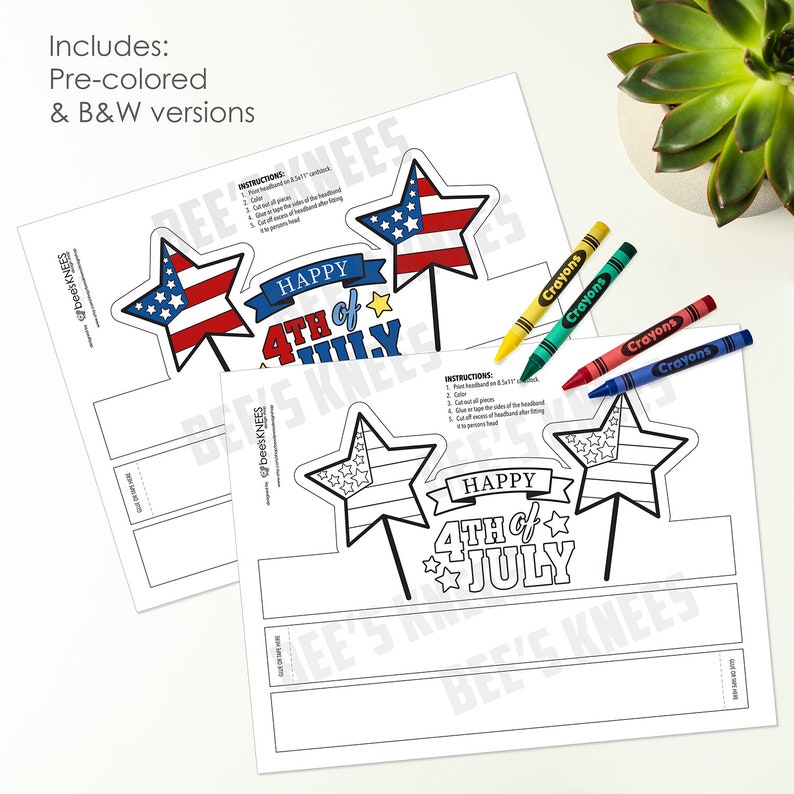 4th of July Printable Headband BUNDLE Hats Crown Statue of - Etsy