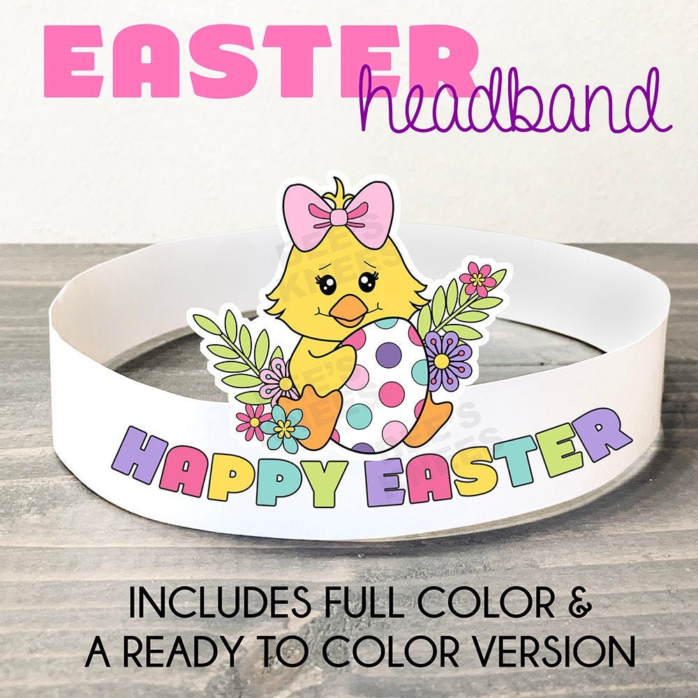 Easter Bunny Chick With Egg Printable Headband Perfect for Church ...