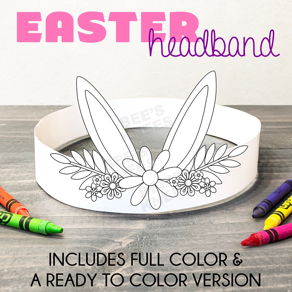 Easter Bunny Ear Floral Wreath Printable Headband Perfect for Church ...