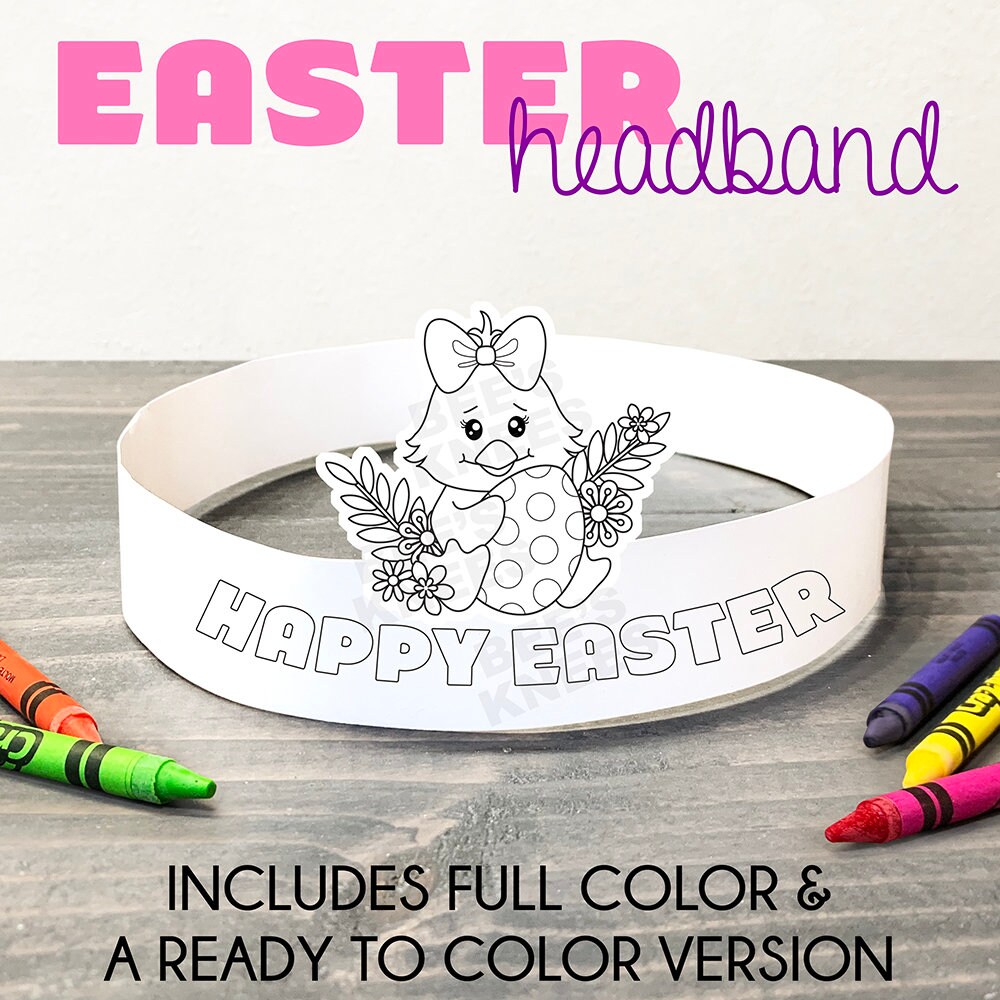 Easter Bunny Chick With Egg Printable Headband Perfect for Church ...