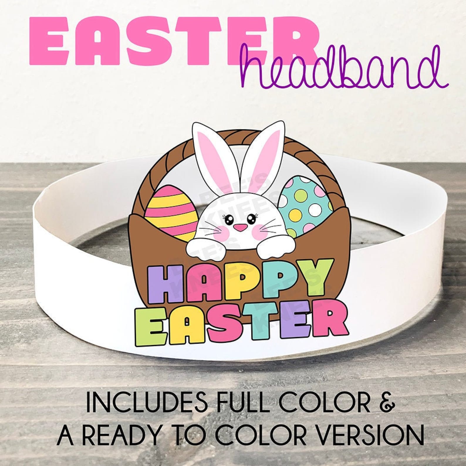 Easter Basket Bunny With Eggs Printable Headband Perfect for - Etsy
