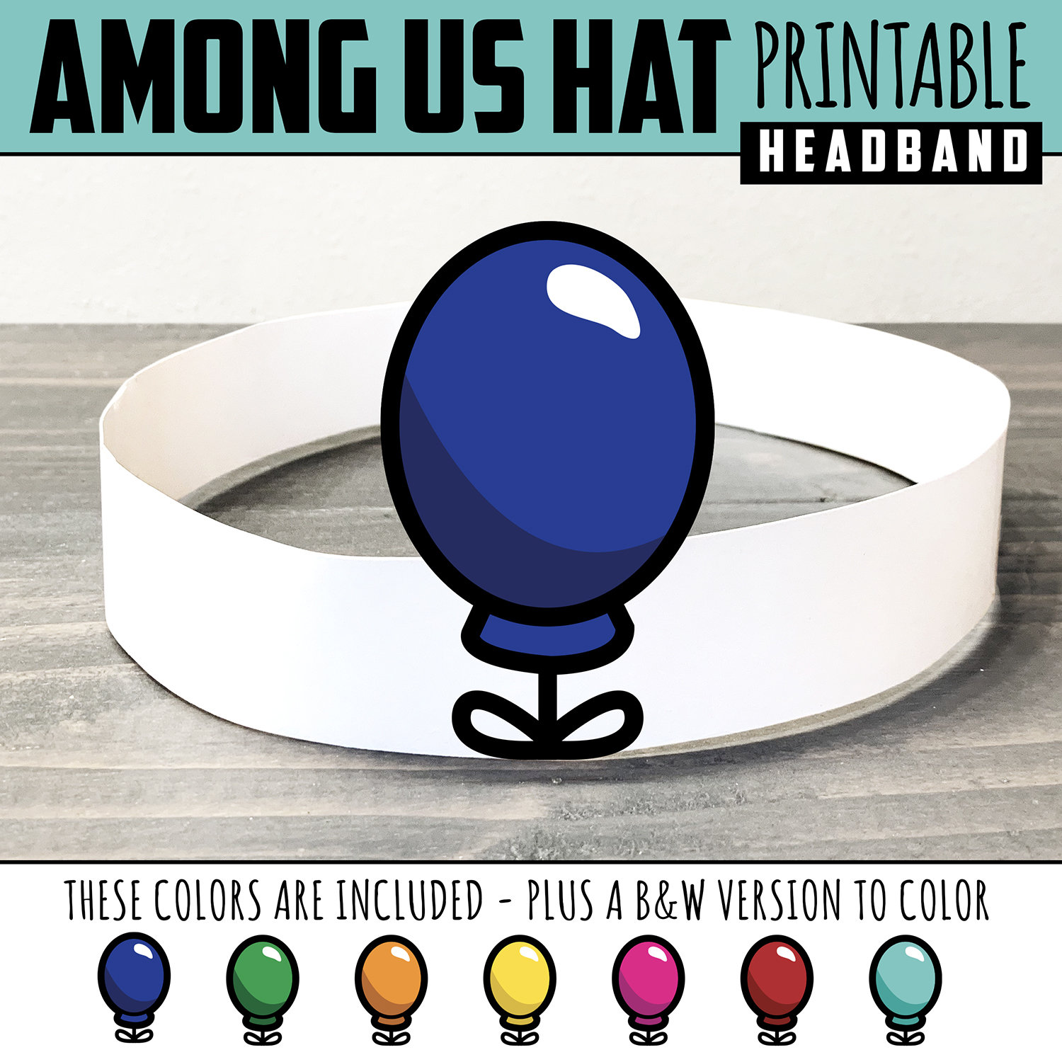 AMONG US Hats Printable Headbands in Full Color and Black and | Etsy