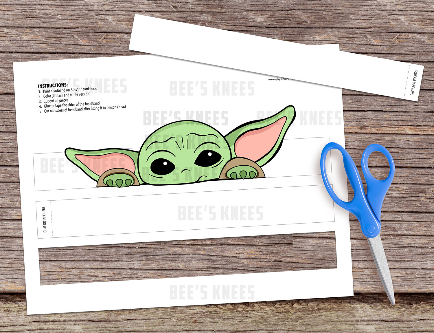 Grogu Baby Yoda the Child Printable Headband Perfect for Preschool or ...