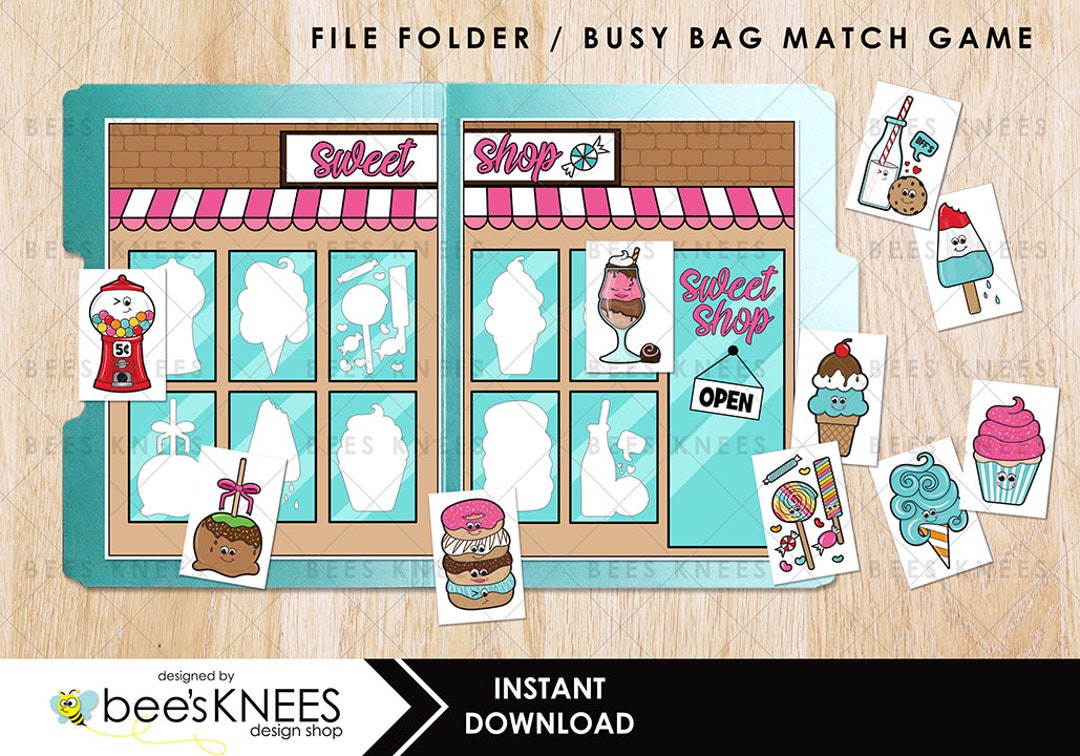 Match Sweet Treats Game File Folder Busy Bag Super Cute Candy Shop - Etsy