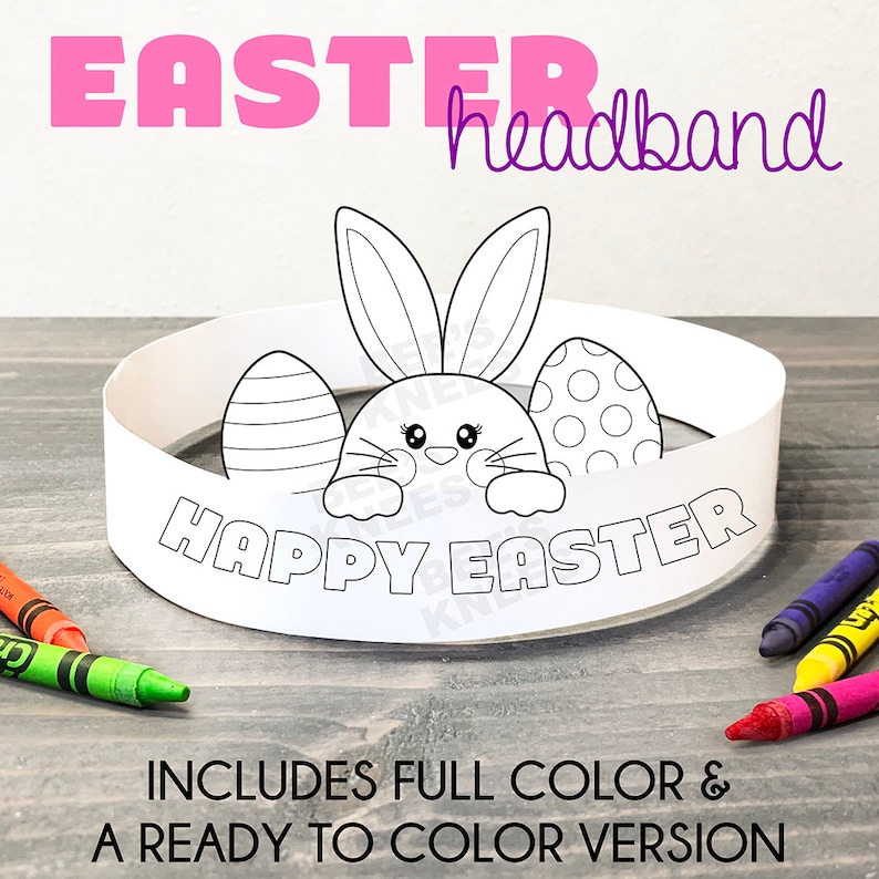 Easter Bunny Peaking Printable Headband Perfect for Church Preschool or ...
