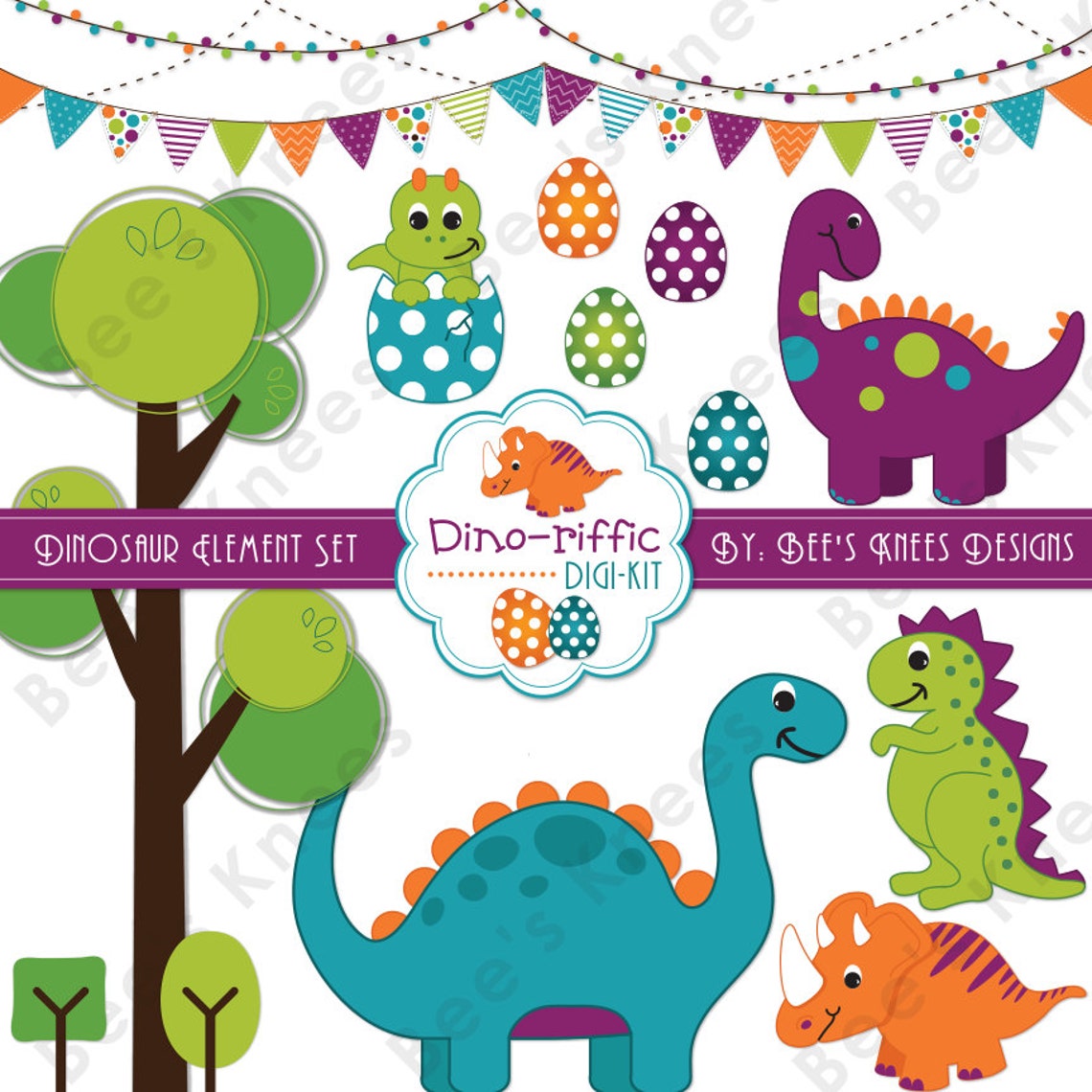 Dinosaur Clip Art Digital Scrapbook Pack Digital Files Only Instant ...