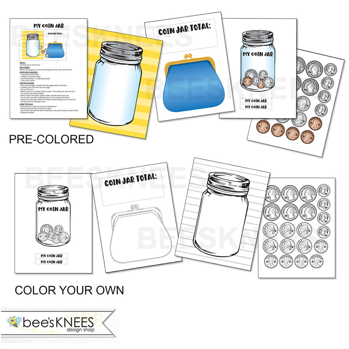 My Coin Jar Coin Counting Folder Game Busy Book Bag Game Set Instant ...