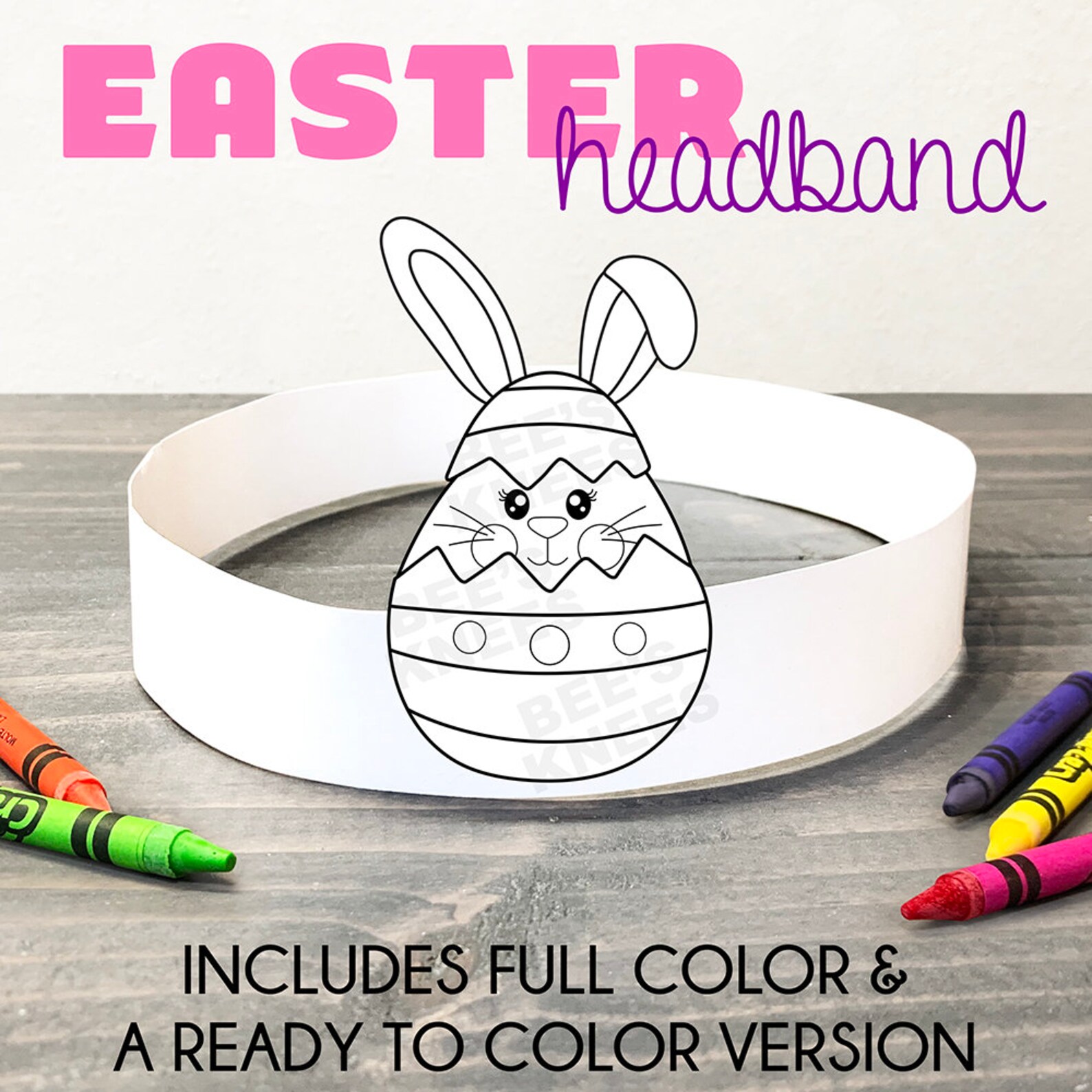Easter Bunny in Eggs Printable Headband Perfect for Church Preschool or ...